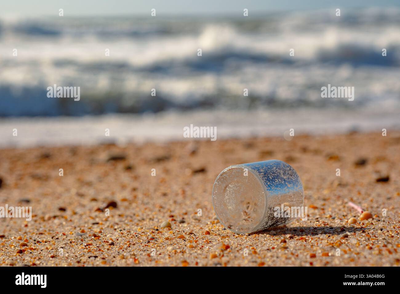 Plastic trash on the beach. Pollution of the environment with plastic ...