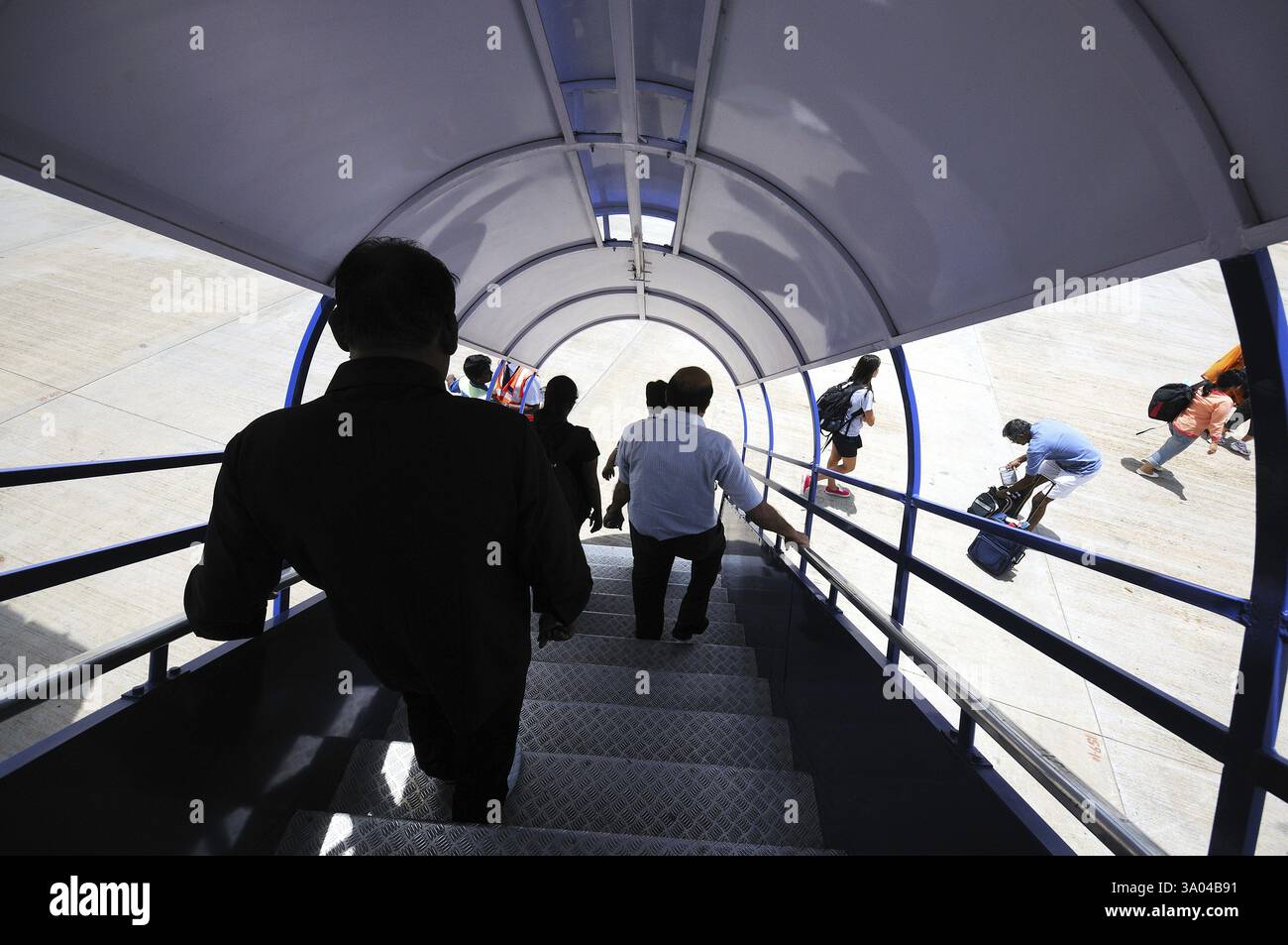People going downstairs from a aircraft, India, Asia Stock Photo - Alamy
