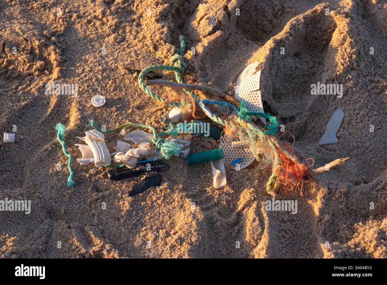 Plastic trash on the beach. Pollution of the environment with plastic ...