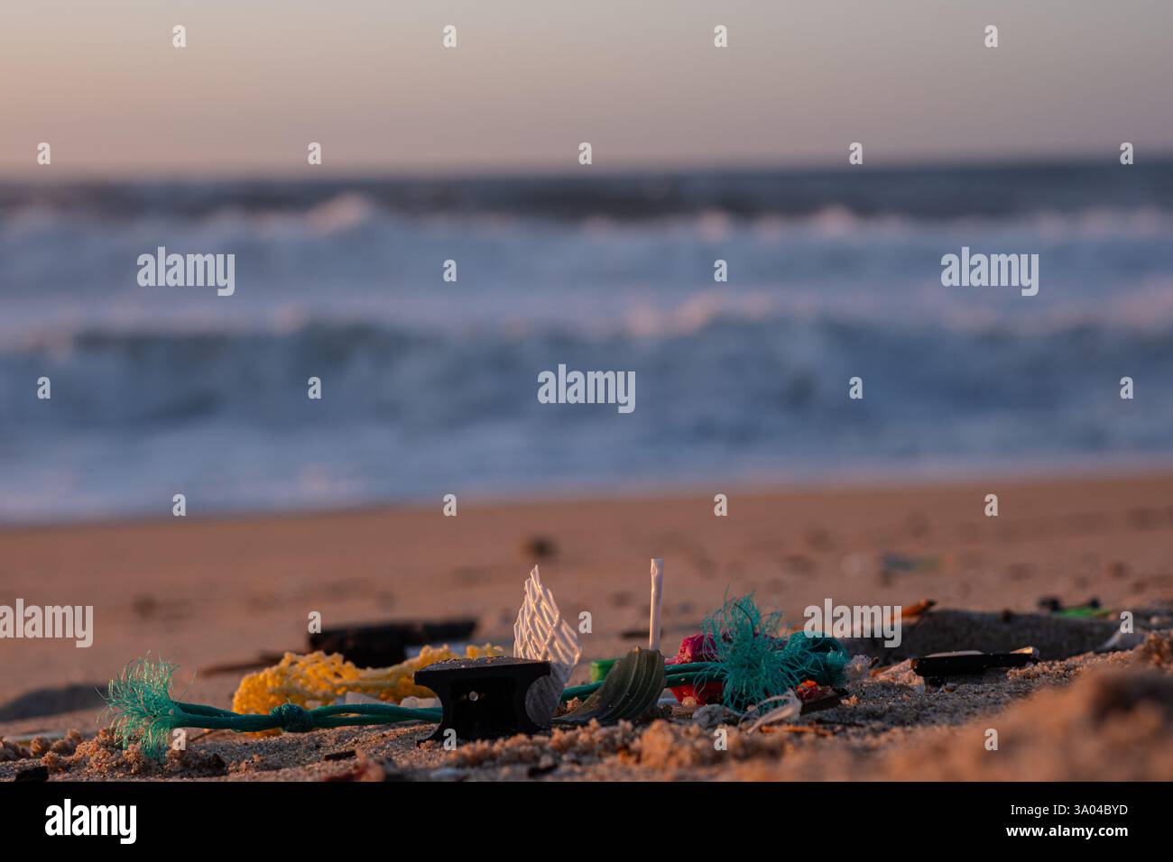 Plastic trash on the beach. Pollution of the environment with plastic ...