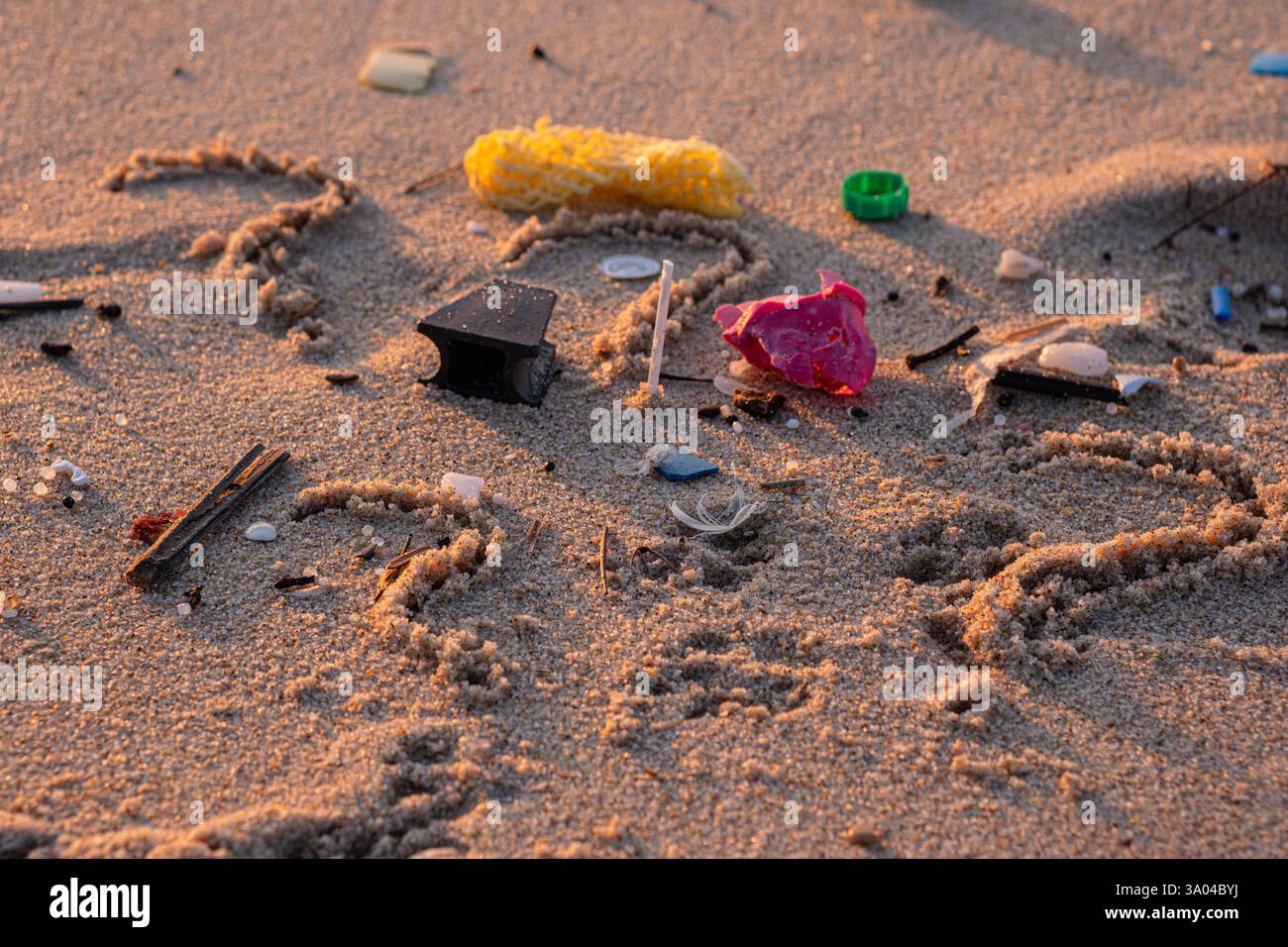 Plastic trash on the beach. Pollution of the environment with plastic ...