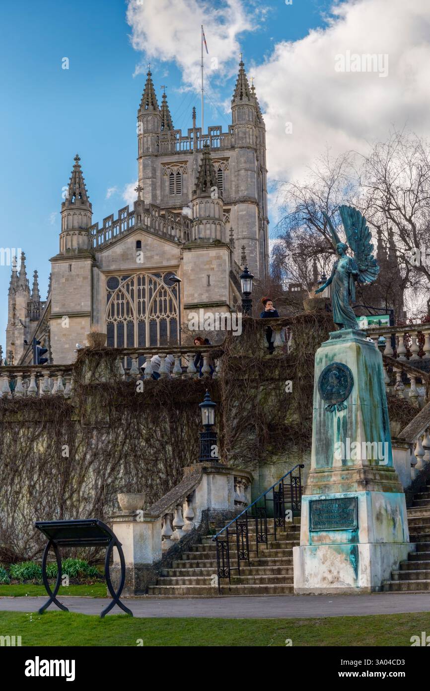 Bath, Somerset - England. The east side of the abbey rises above the ...