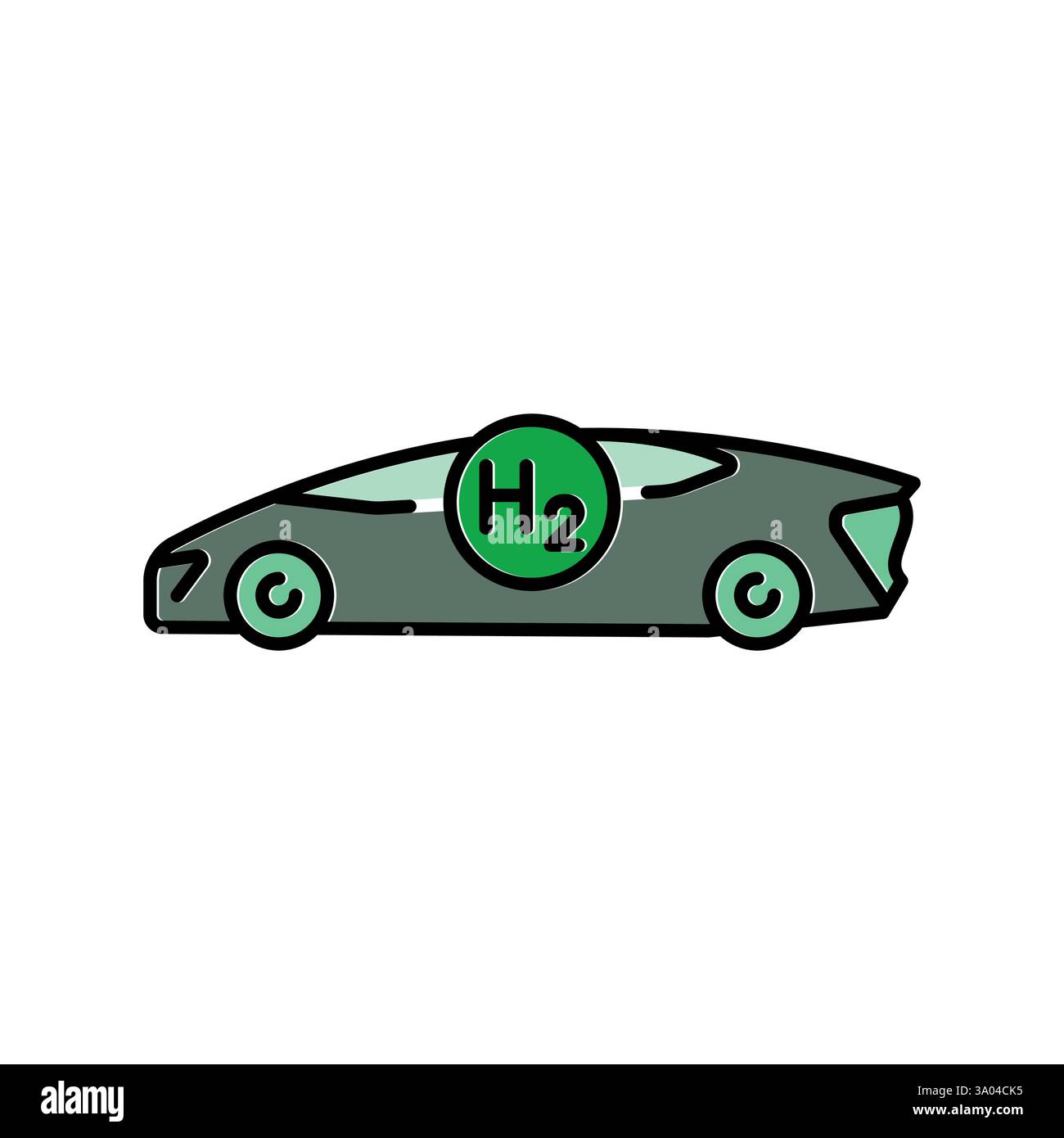 Hydrogen Car Color Line Icon Vector Isolated Element Editable Stroke Stock Vector Image And Art