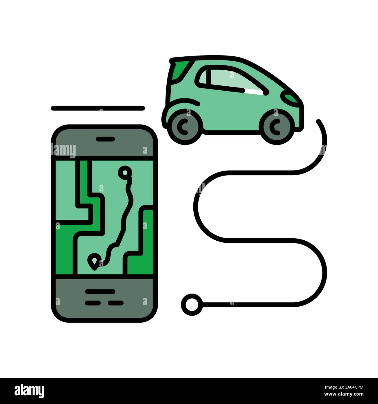 Intelligent Transport Systems Its Color Line Icon Vector Isolated Element Editable Stroke