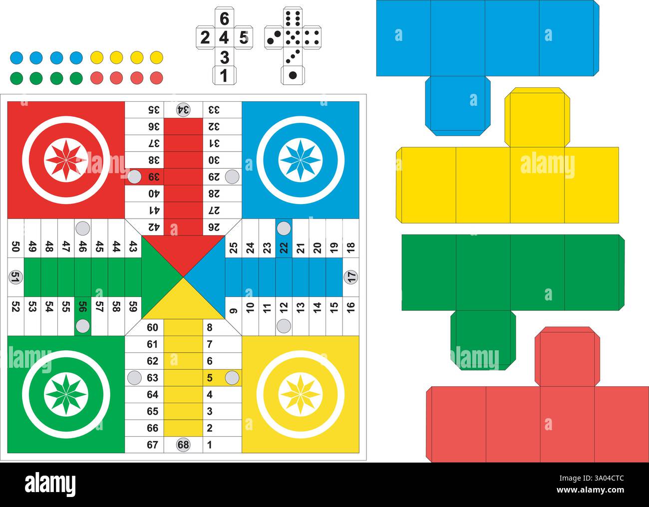 Printable Parcheesi board game 4 players set template vector design Stock Vector Image & Art - Alamy