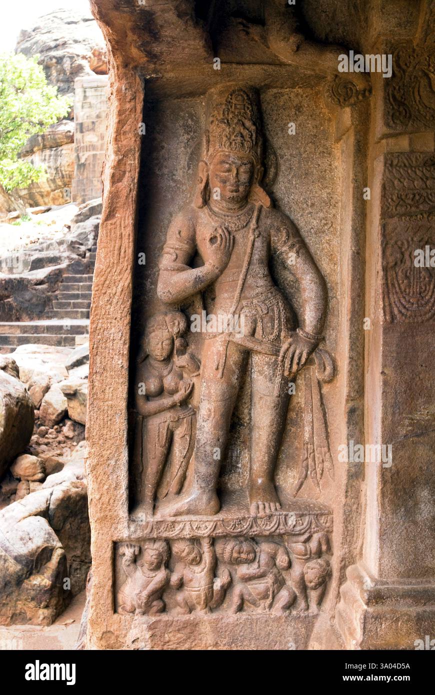 The guardian bas relief in cave two built in late 6th century dedicated ...
