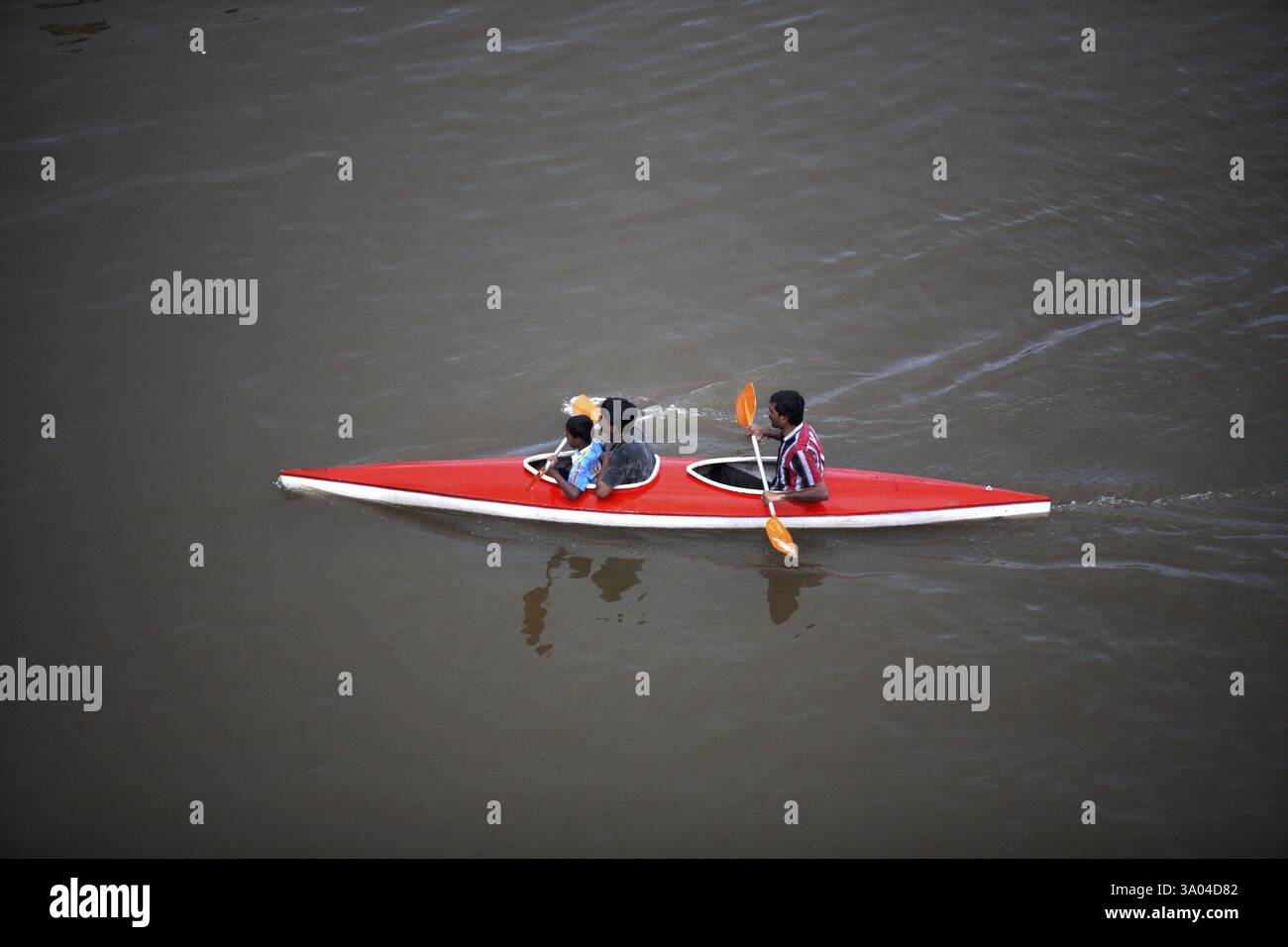 Boatmen in boats near city of Sangli, Maharashtra, India, Asia Stock ...