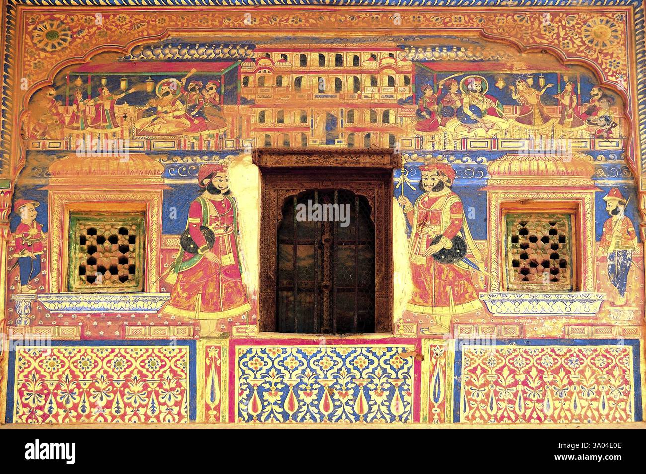 Window and painting of haveli, Fatehpur Shekhavati, Rajasthan, India ...