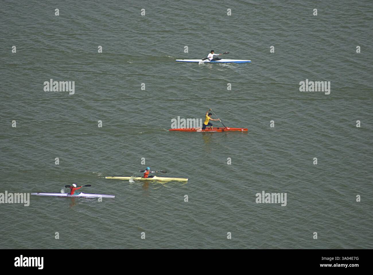 Men in canoe race in taal lake, Bhopal, Madhya Pradesh, India, Asia ...