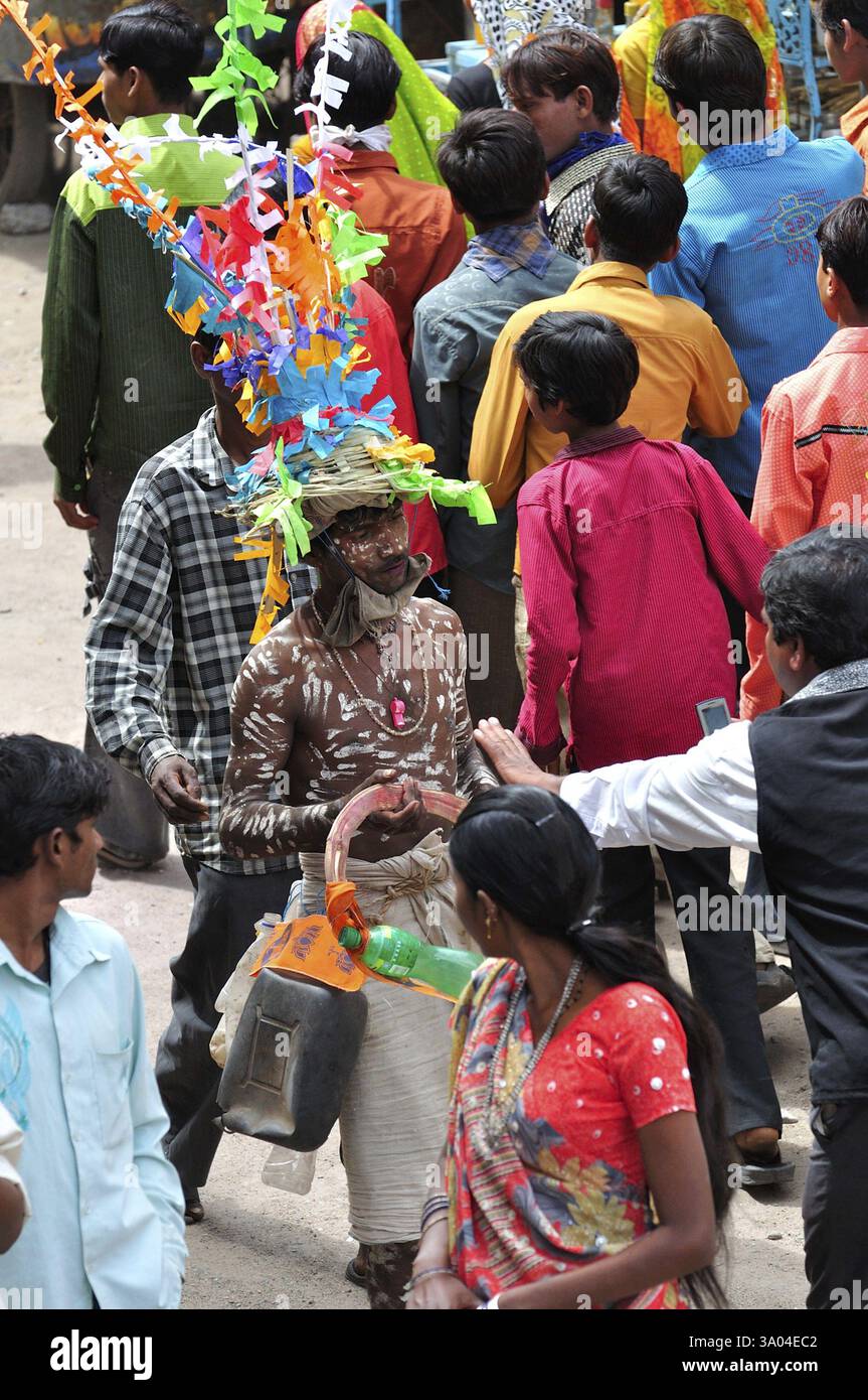 Tribal in holi festival, Kawant, Gujarat, India March-2010 Stock Photo ...