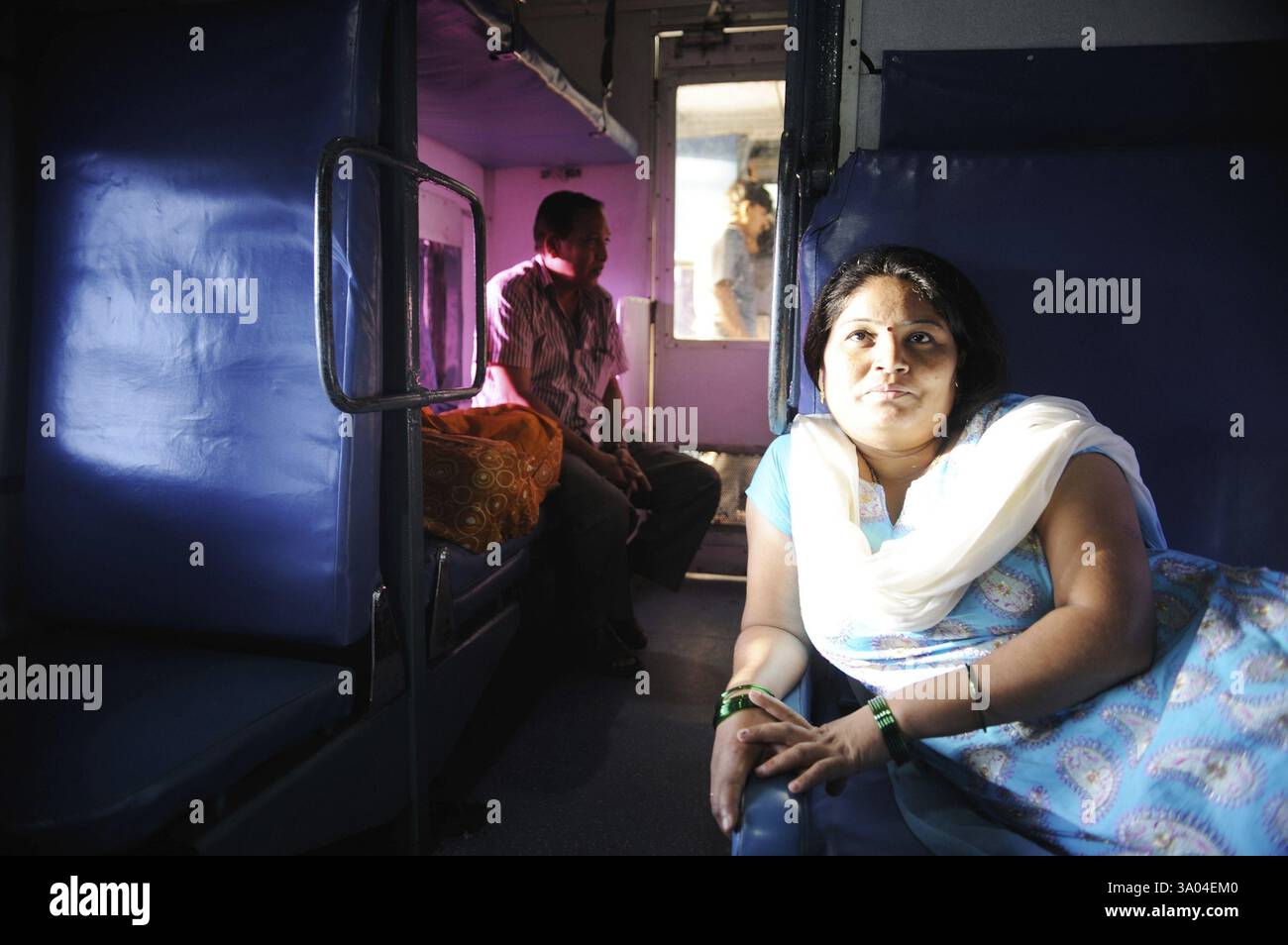 Passenger in train, India MR#400 Stock Photo - Alamy