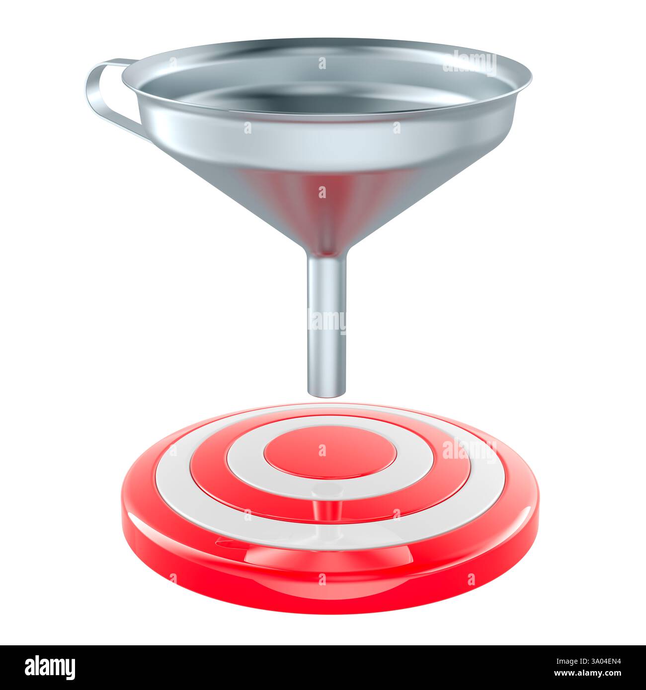 Funnel with target. 3D rendering isolated on white background Stock ...