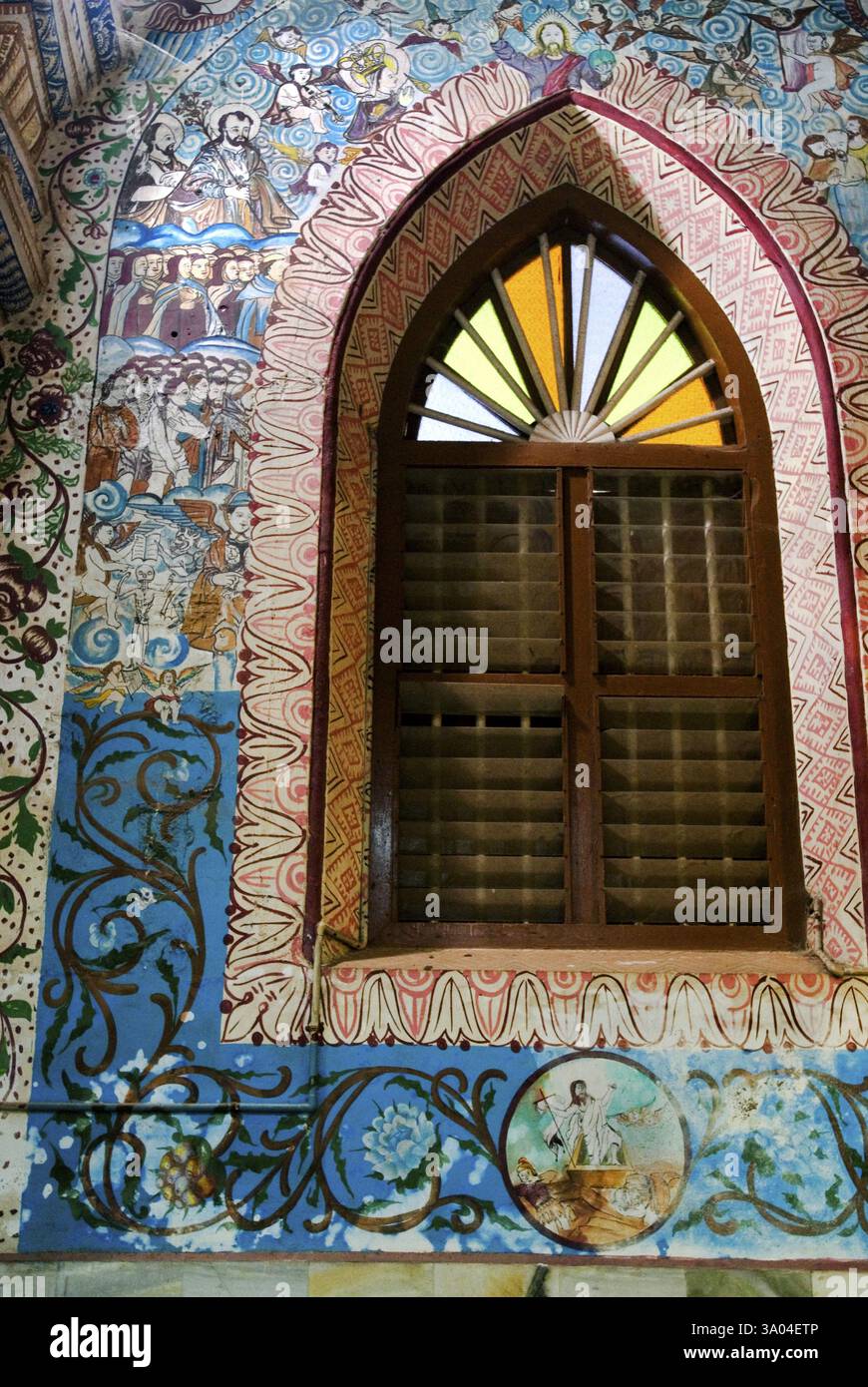 Window, Saint Mary Forane church at Kanjoor, Kerala, India, Asia Stock ...