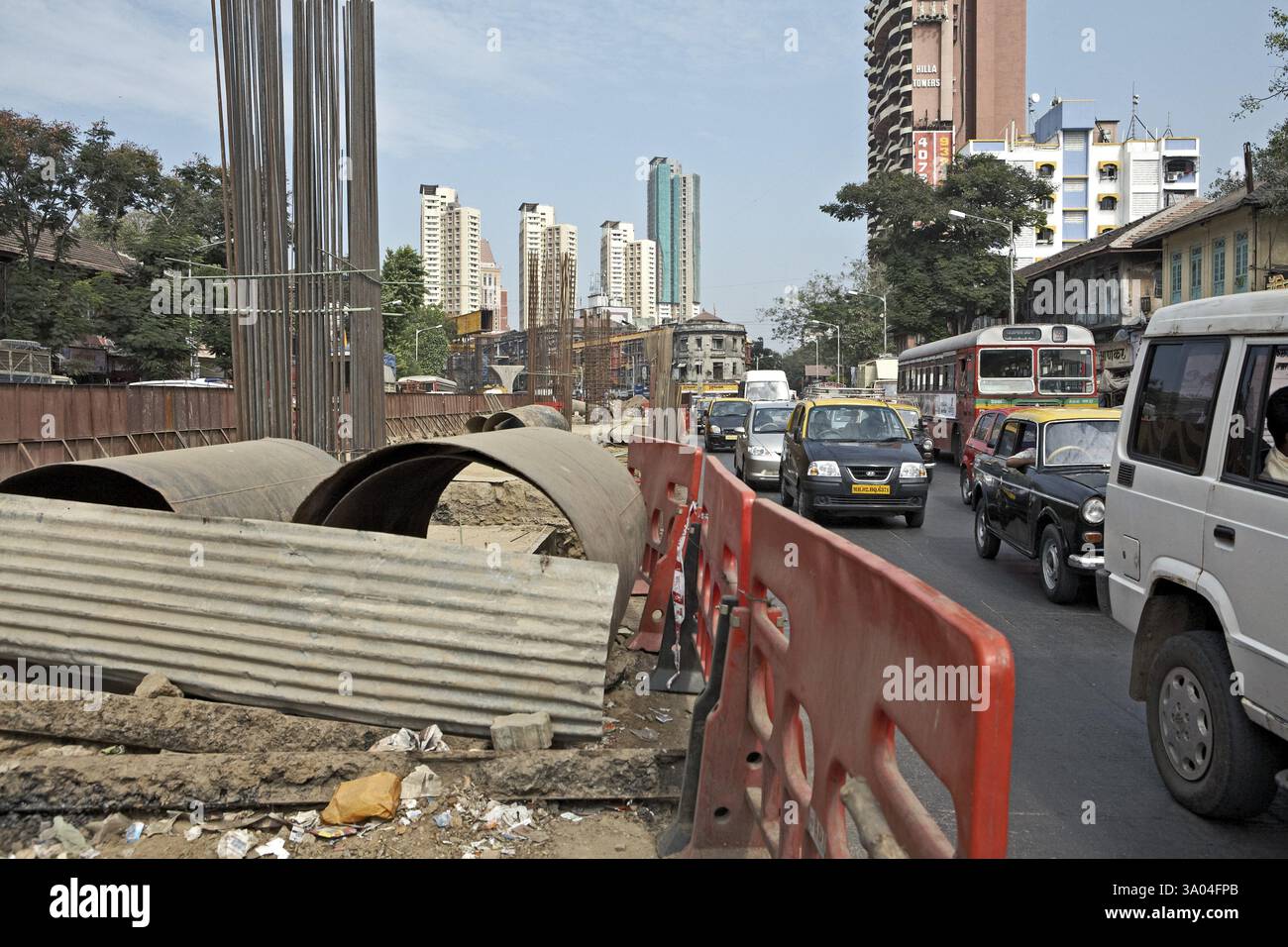 Infrastructure work in progress on busy road Mumbai India Asia Stock ...