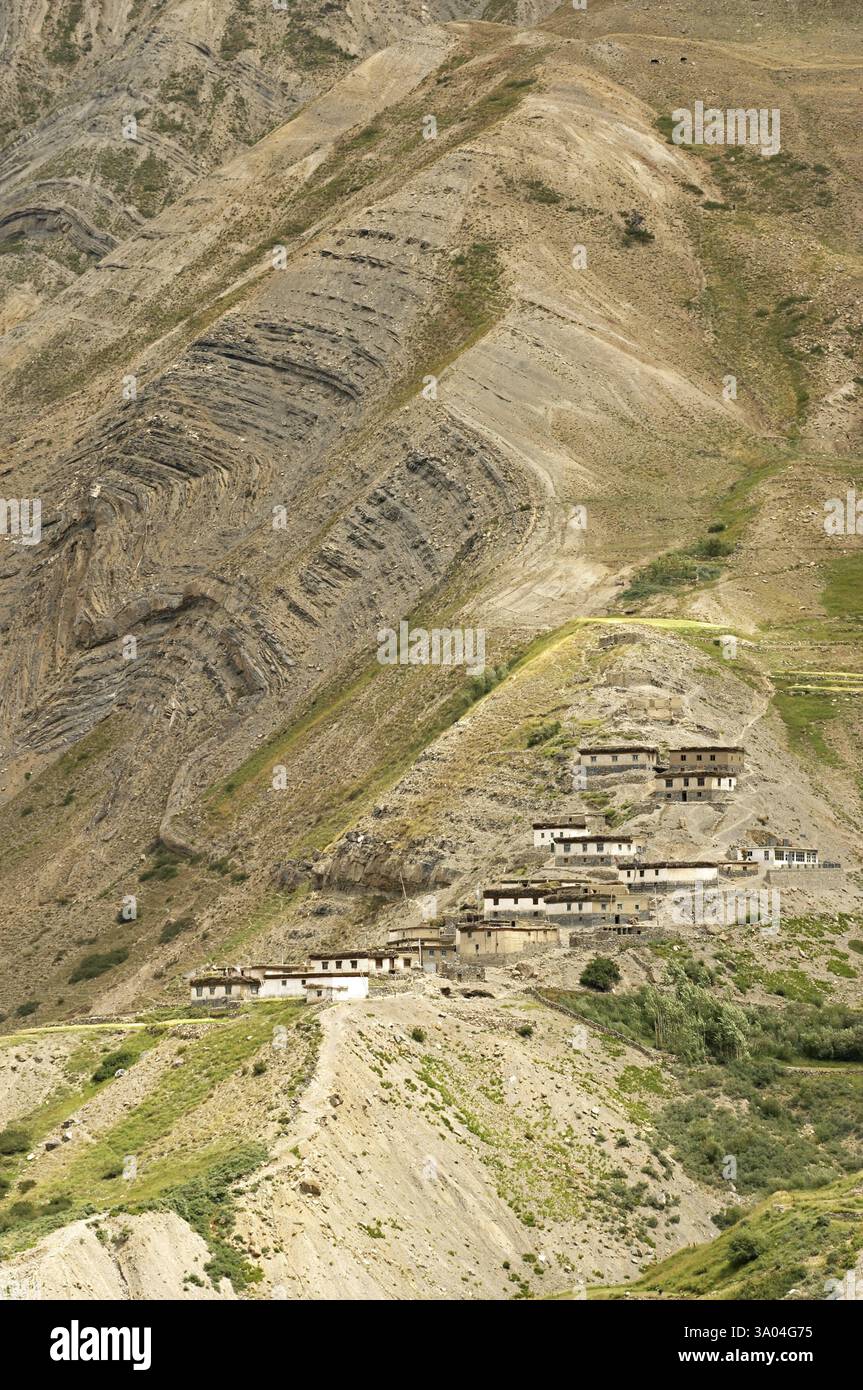 Abstract village, Geological fault pin valley, Chandratal lake water ...