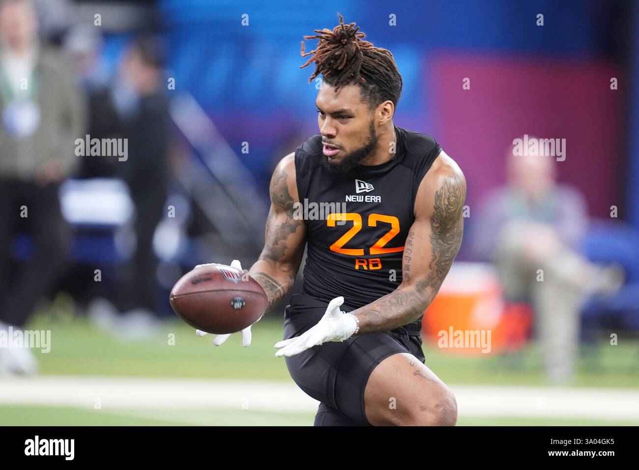 Miami running back Damien Martinez runs the 40-yard dash at the NFL ...