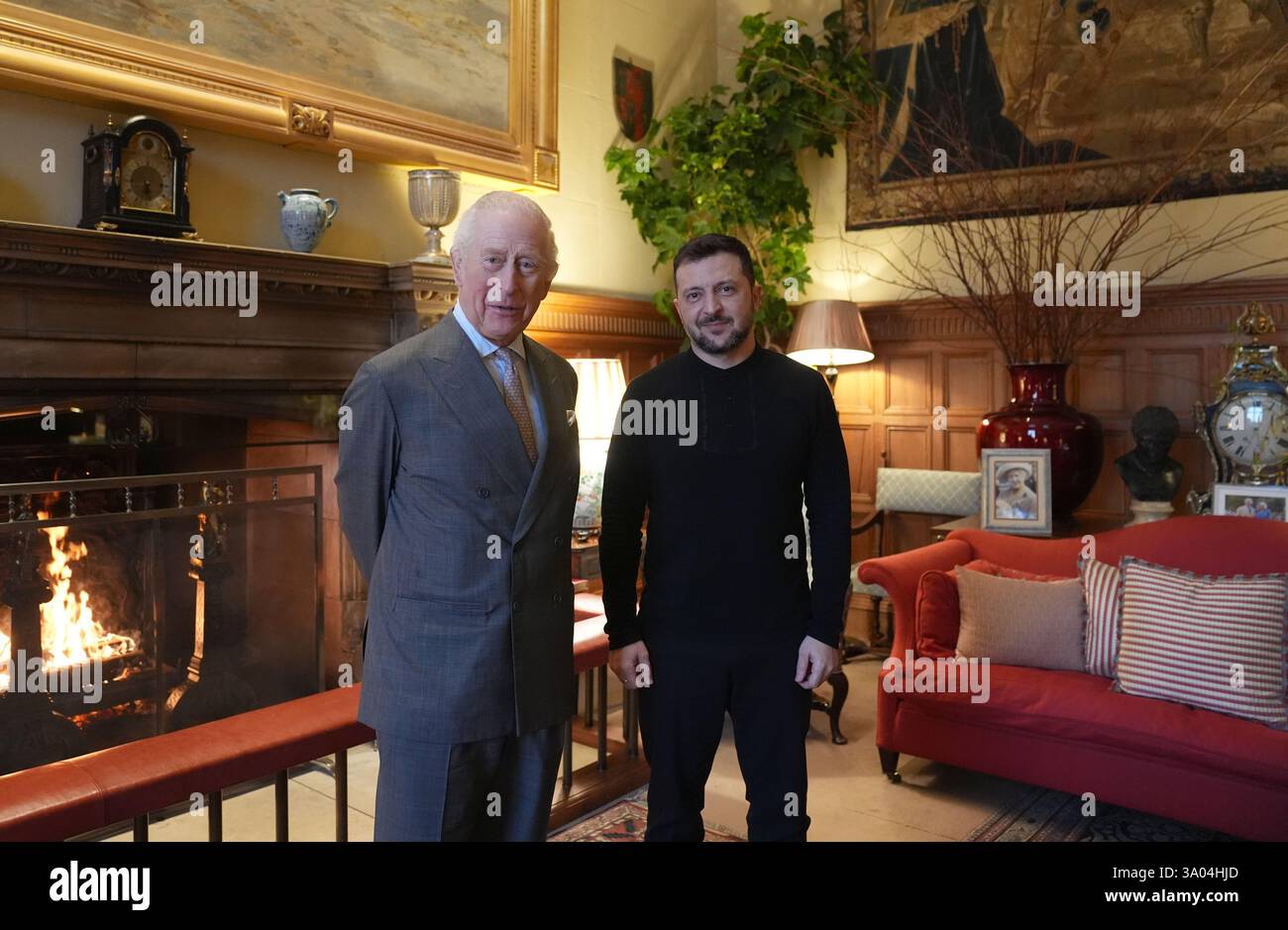 King Charles III meeting Ukrainian President Volodymyr Zelensky at the ...