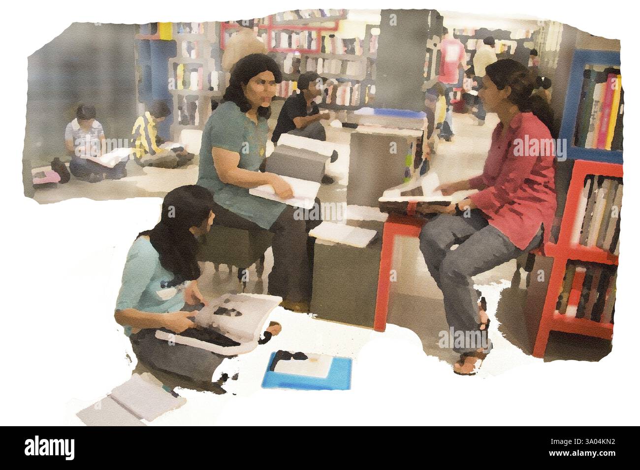 Interior of Library, People reading books, Bombay Mumbai, Maharashtra ...