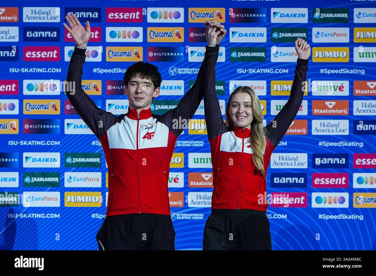 HEERENVEEN, NETHERLANDS - MARCH 2: Martyna Baran of Poland, Mateusz ...