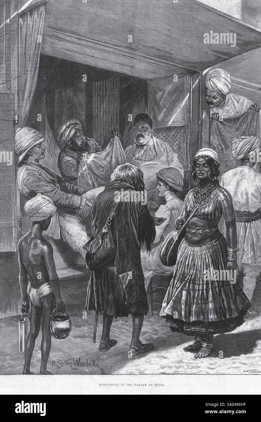 Bargaining in the bazaar at Delhi, India, Asia Stock Photo - Alamy