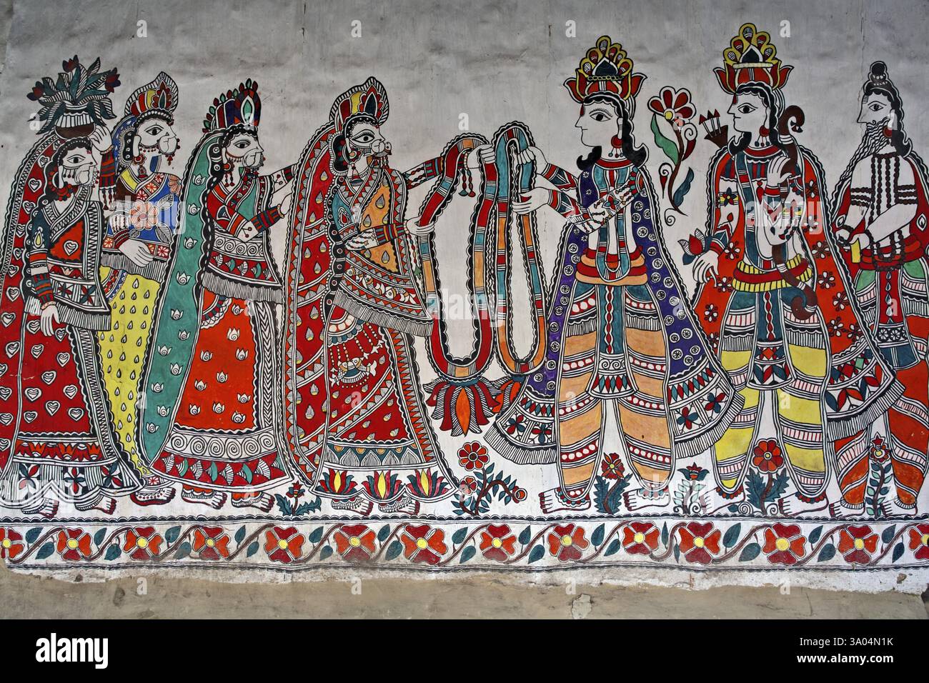 Painting on Wall Madhubani Bihar India Asia Stock Photo - Alamy