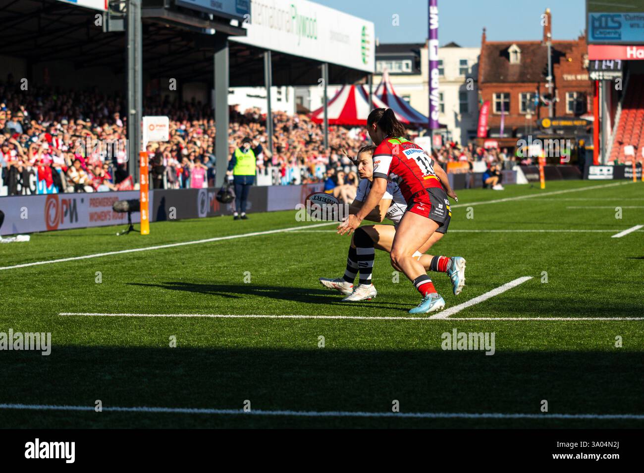 Gloucester, UK, 2nd March 2025 Gloucester-Hartpury 11 Pip Hendy battles ...