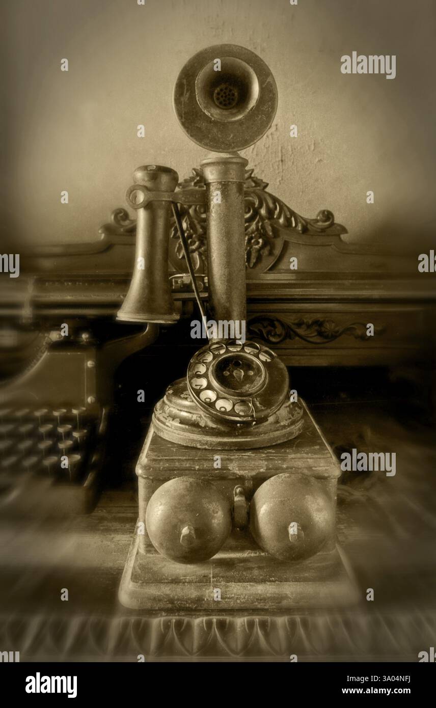 History, Communication, old telephone, Baroda, Gujarat, India, Asia Stock Photo - Alamy