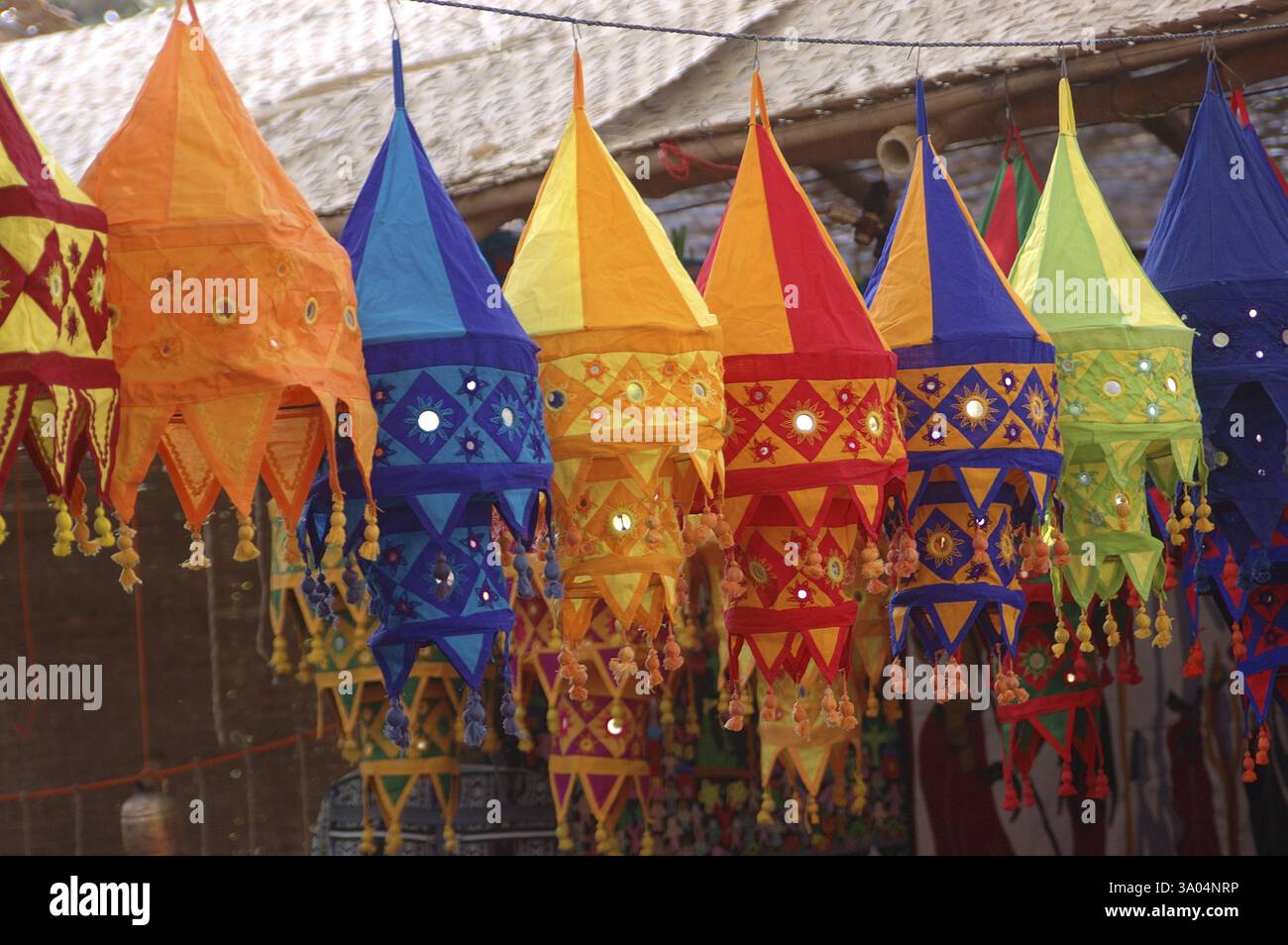 Cloth Lamp Shades, Colours Shapes Mirror work on Lamp Shades chandlar ...