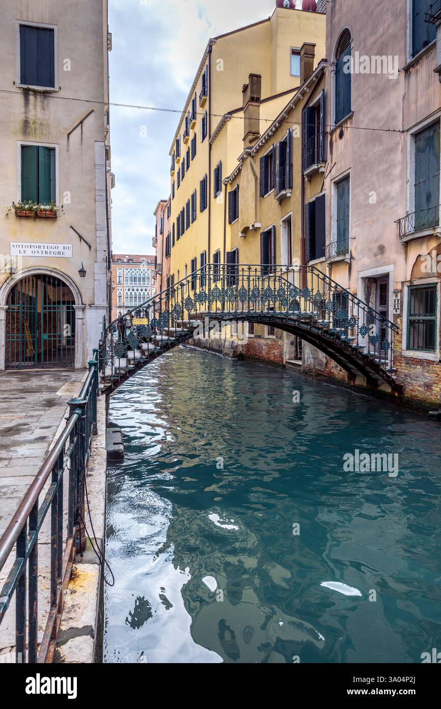 Venice, Italy - February 11, 2024: The calm of the small Venetian ...