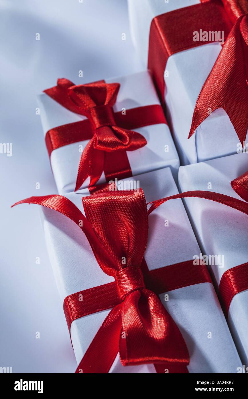 Assortment of red present boxes on white background Stock Photo - Alamy