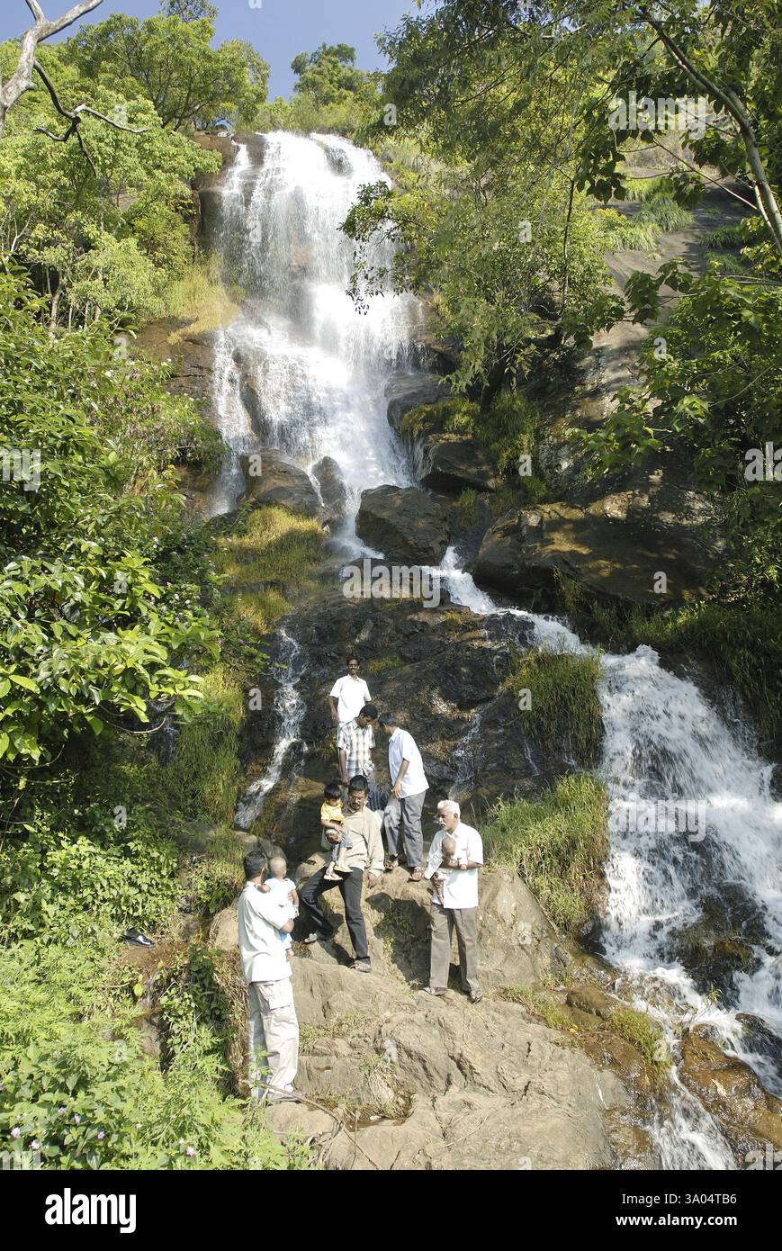 A waterfall during monsoon near Coonoor, Nilgiris, Tamil Nadu, India ...