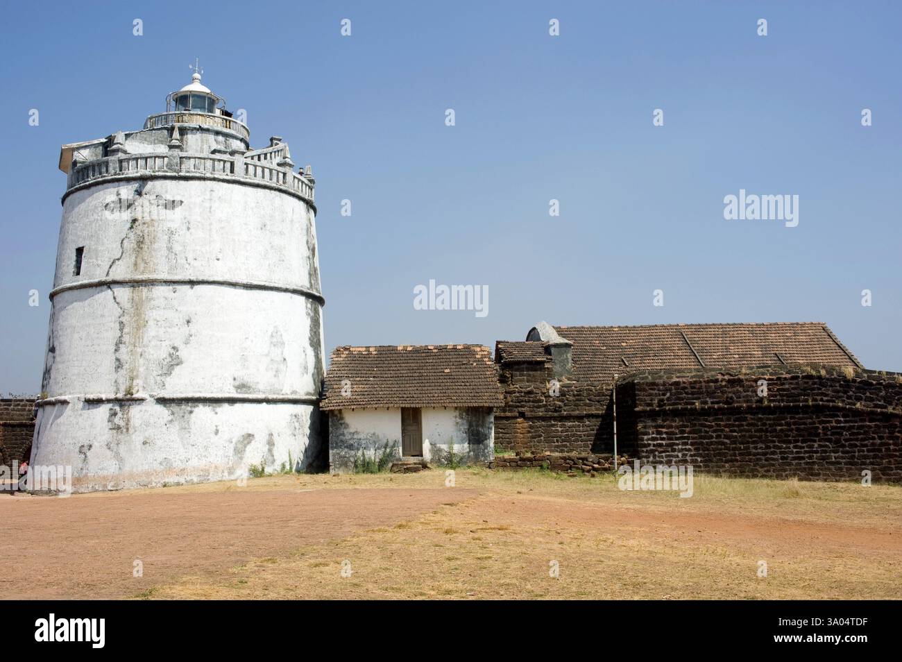 Light house and houses at upper fort aguada, Goa, India, Asia Stock ...