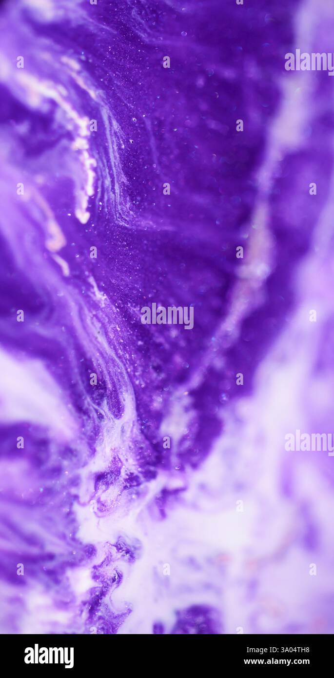 Bokeh art. Marble abstraction. Blur purple white colorful shiny glitter ...