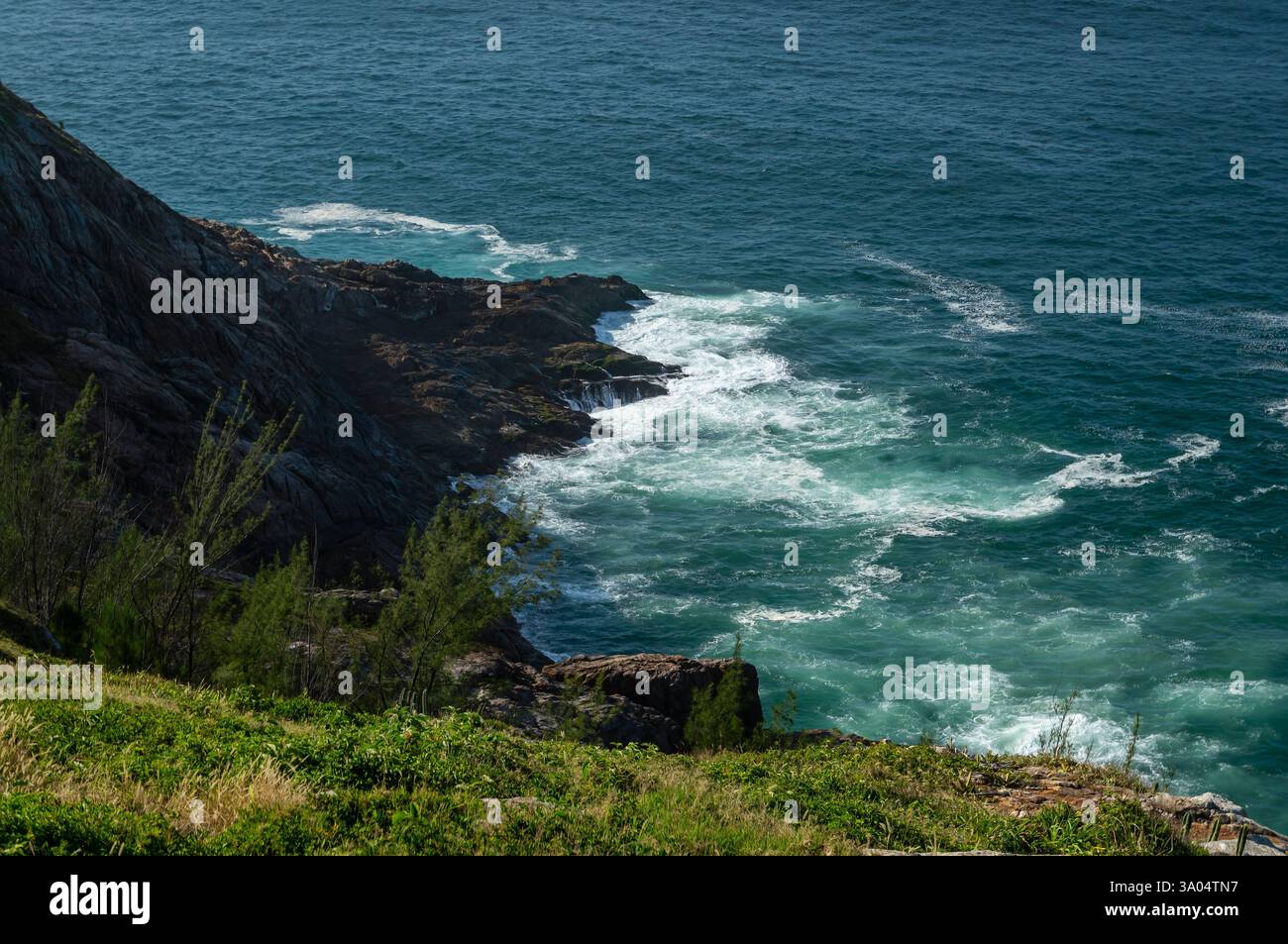 Aerial glimpse of Pontal do Atalaia coastal rock formations with ...