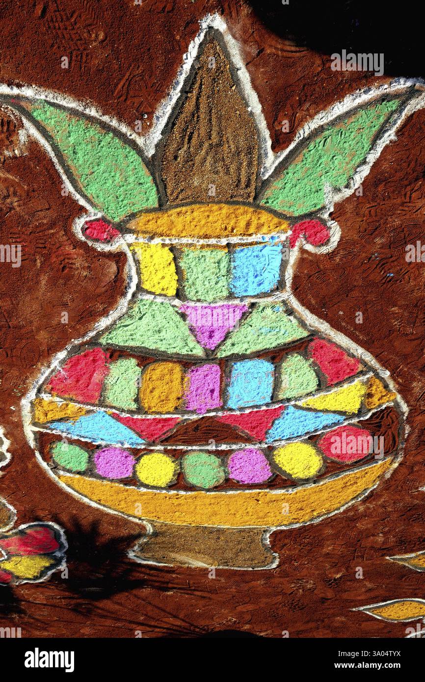 Design of water pot rangoli, India, Asia Stock Photo - Alamy