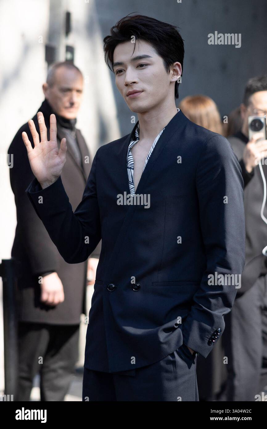 Milan, Italy. 02nd Mar, 2025. Wang Xingyue arrives to Giorgio Armani ...