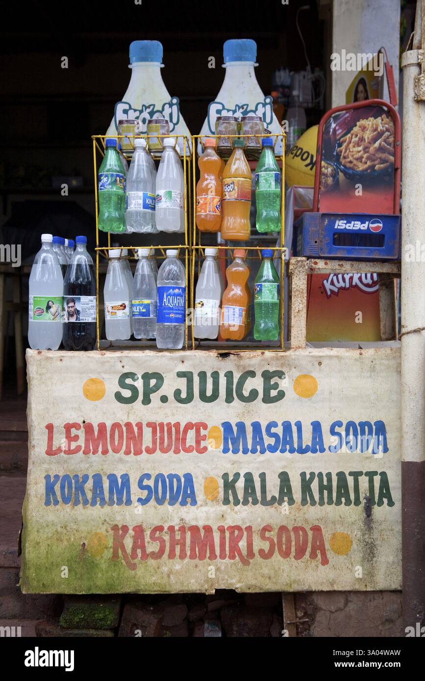 Stall selling of water and cold drinks lemon juice, masala soda, kokam ...