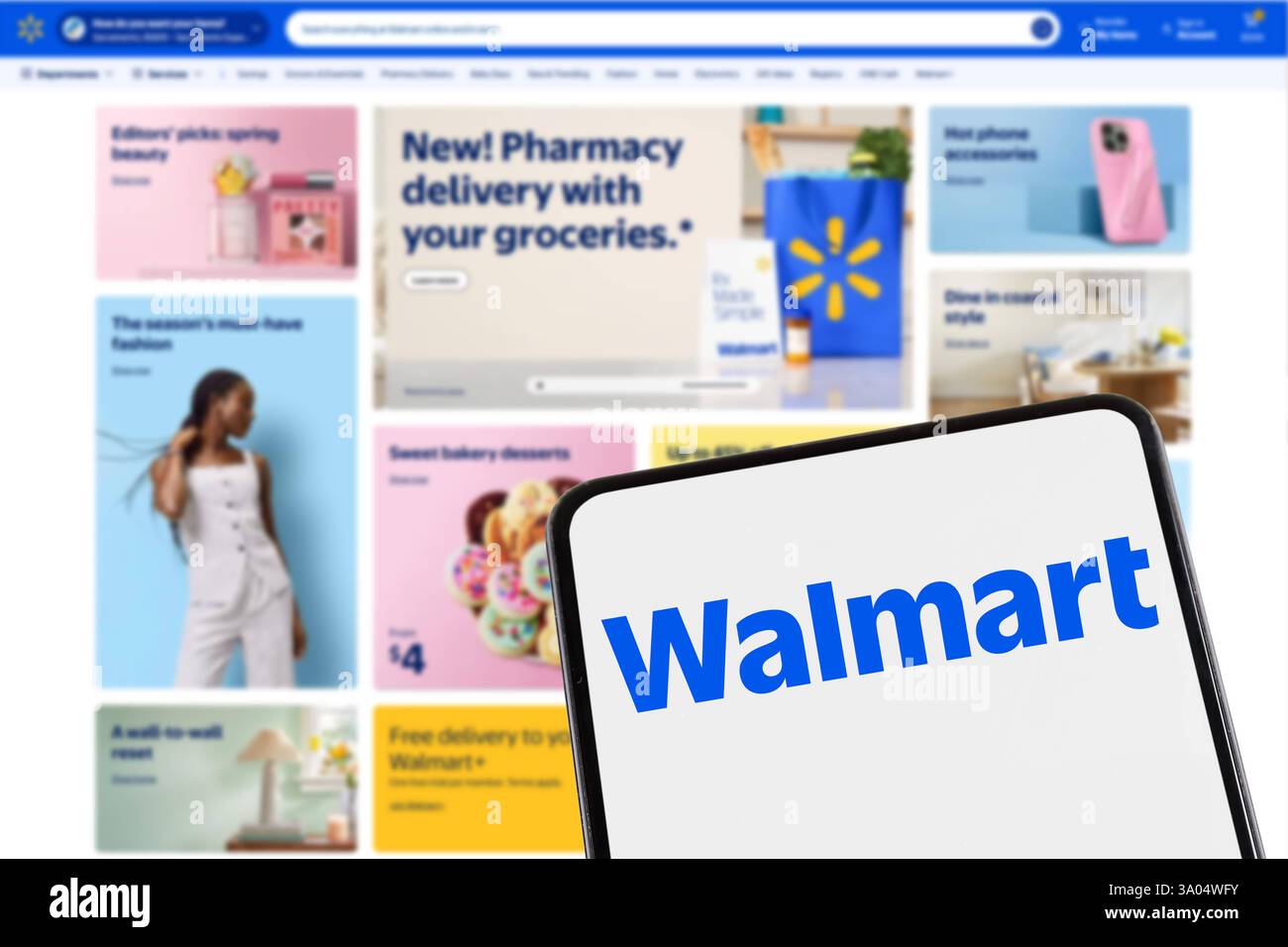 Walmart Logo Supermarkt mit Online-Shop Onlinehandel Ecommerce auf ...