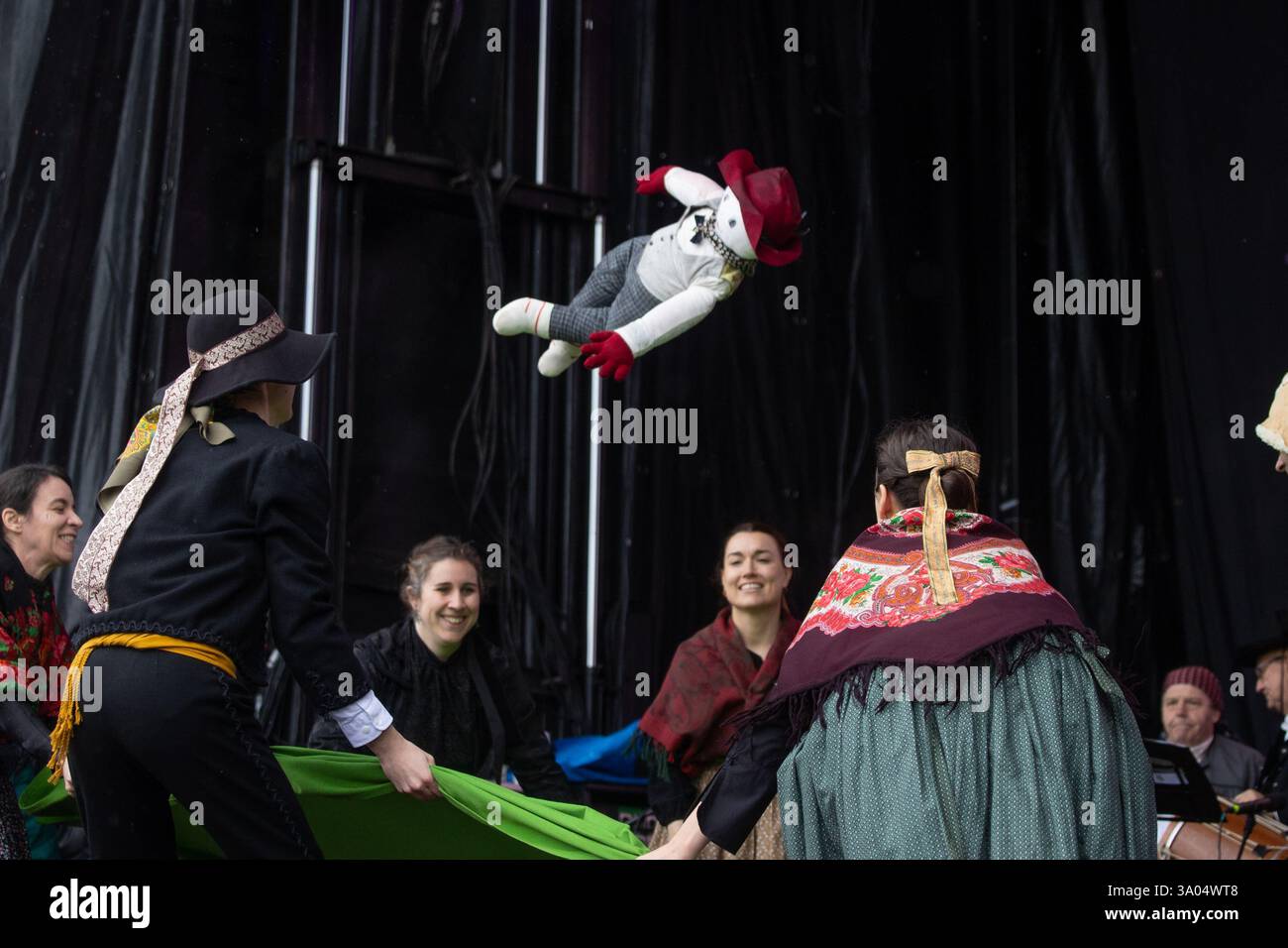 Madrid, Spain. 02nd Mar, 2025. A doll known as "el pelele" is raised ...