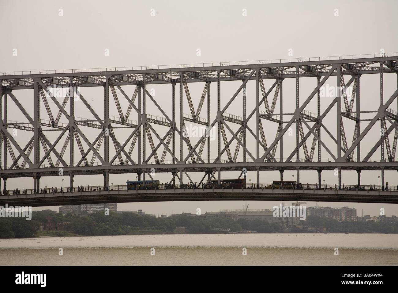 View of Howrah Bridge now Rabindra Setu over River Hooghly, Calcutta ...