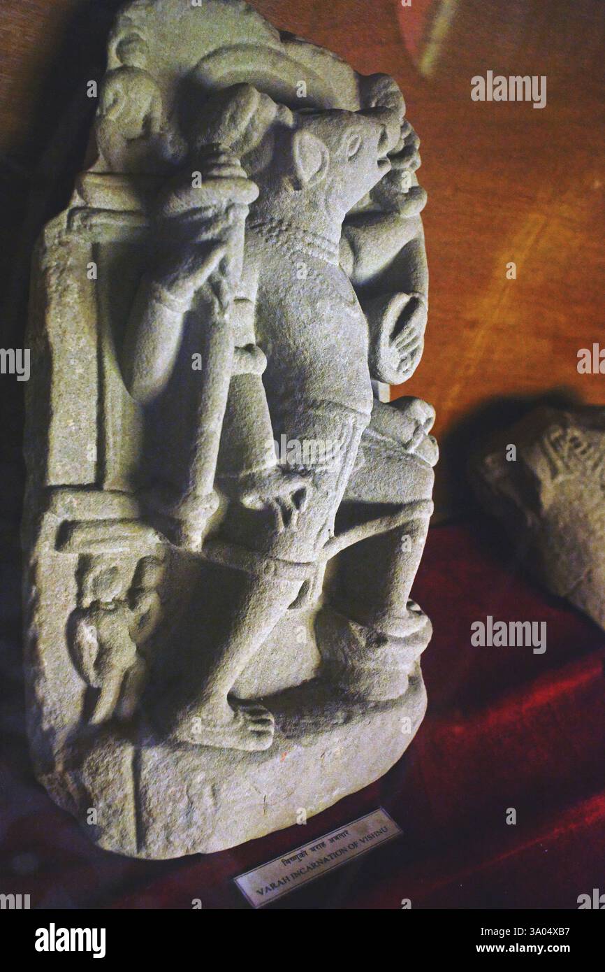 Statue of Varah incarnation of lord Vishnu, excavated artifacts in ...