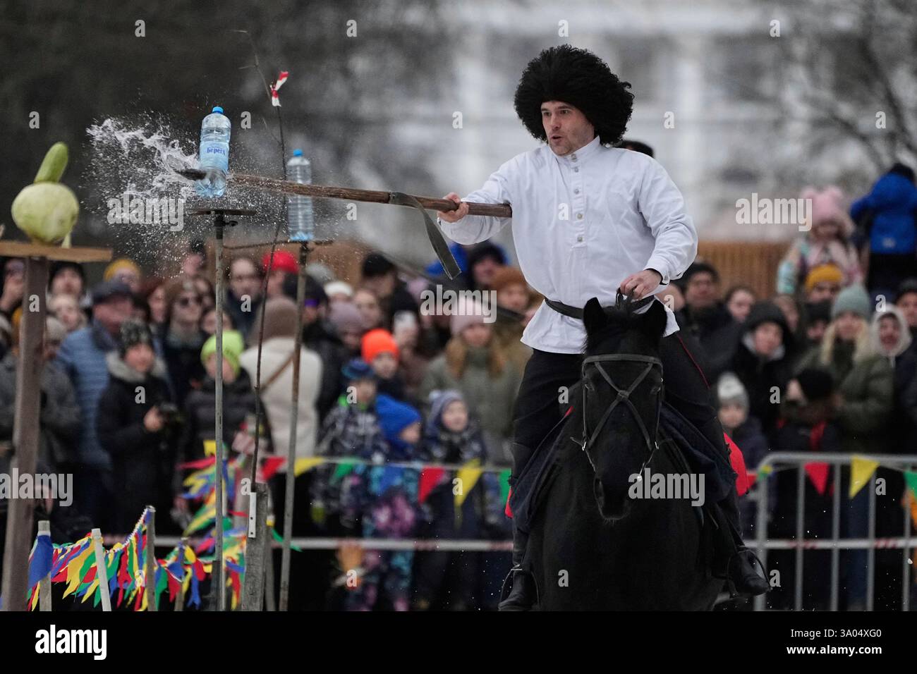 A rider shows off his skills during Maslenitsa (Shrovetide) holiday ...
