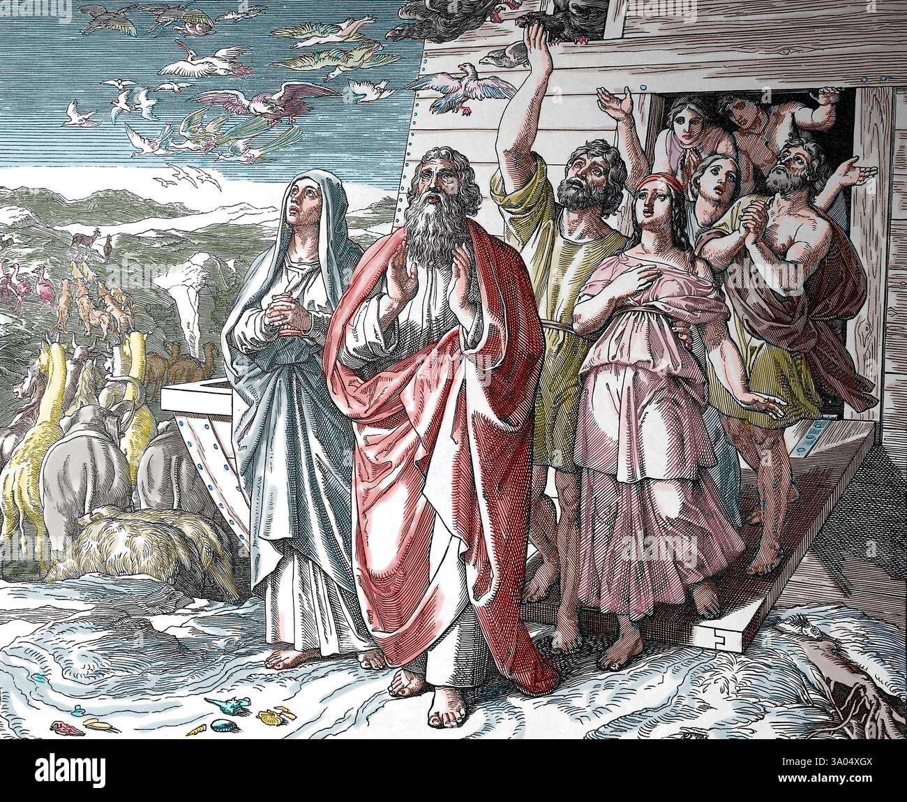 Old Testament. Ham is cursed by his father. Genesis. Illustration by J ...