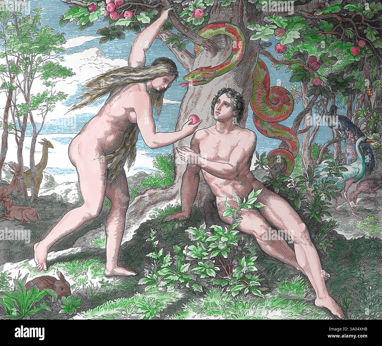 Old Testament. The Fall of Man. Genesis. Illustration by J. Schnorr von ...