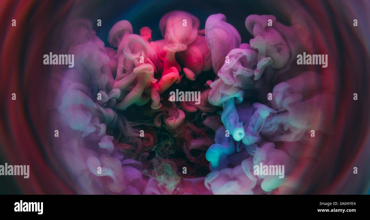 Smoke twist. Dye splash. Mystic color water paint flow. Purple violet ...