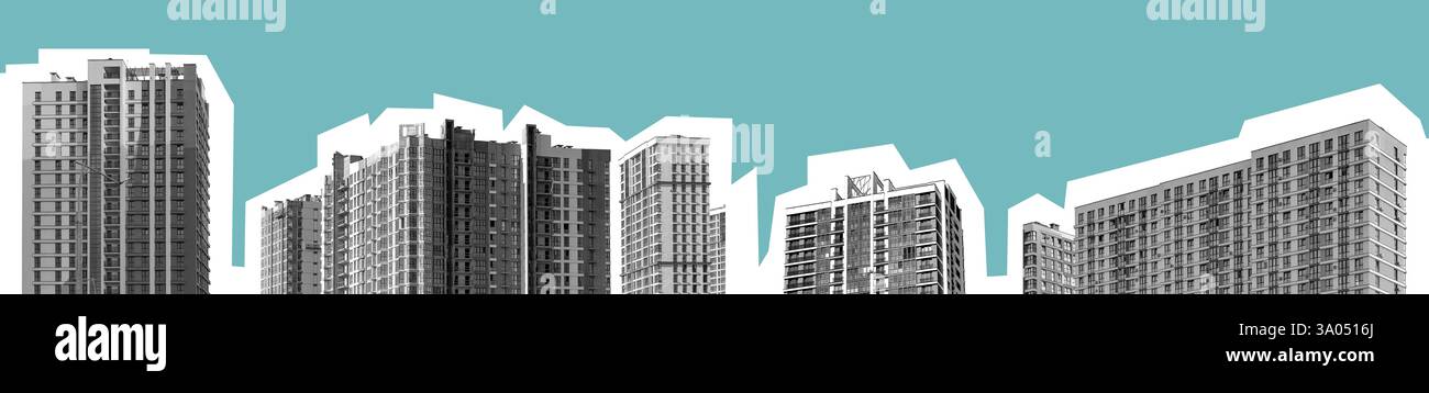Architecture panorama featuring modern high-rise residential buildings ...