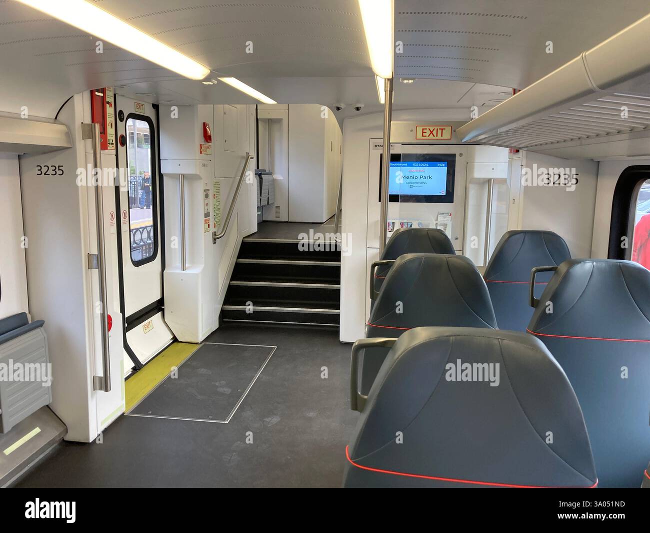Interior of double-decker Caltrain car modern seating, a digital ...