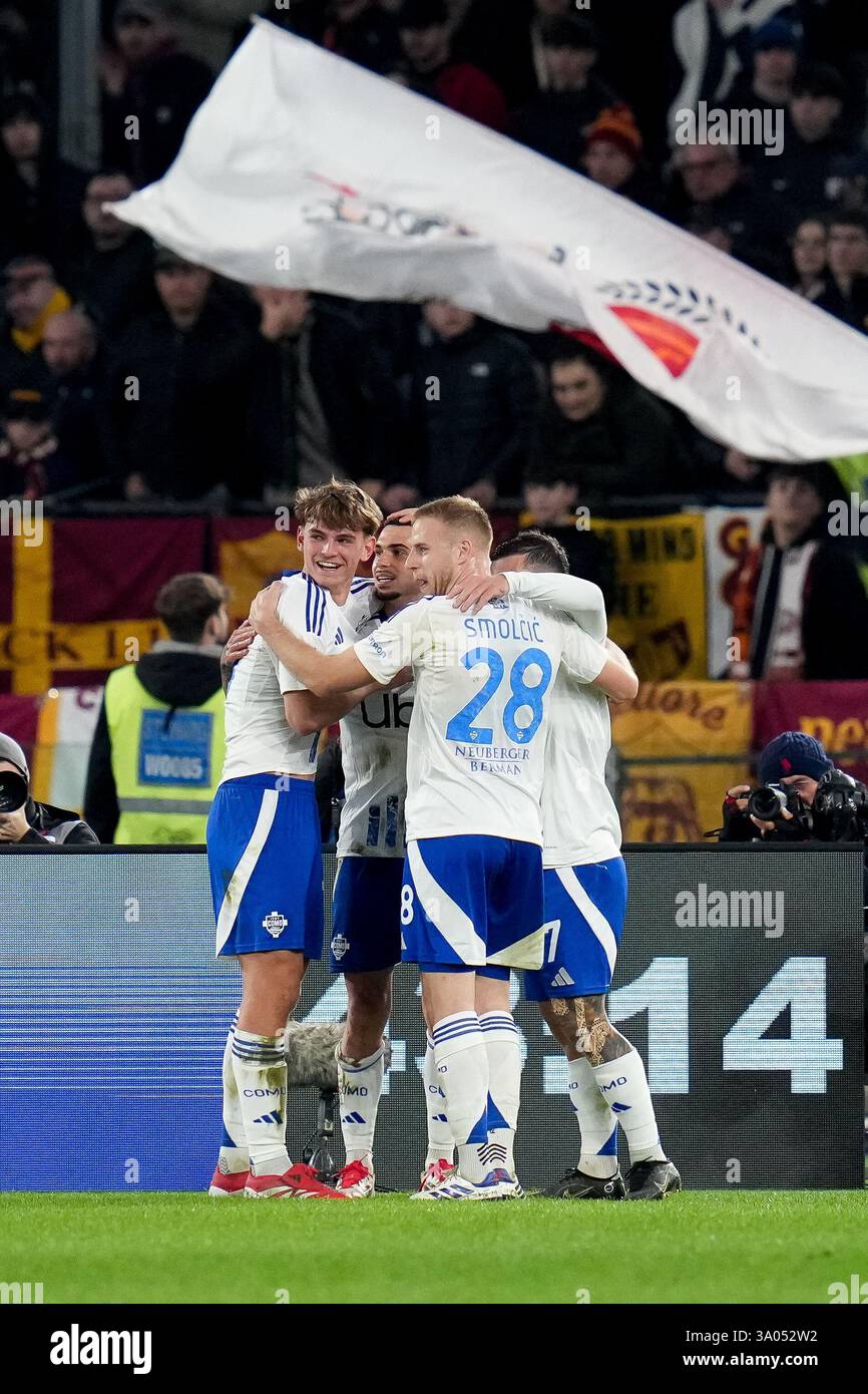 Rome, Italy. 02nd Mar, 2025. Lucas Da Cunha of Como 1907 celebrates ...