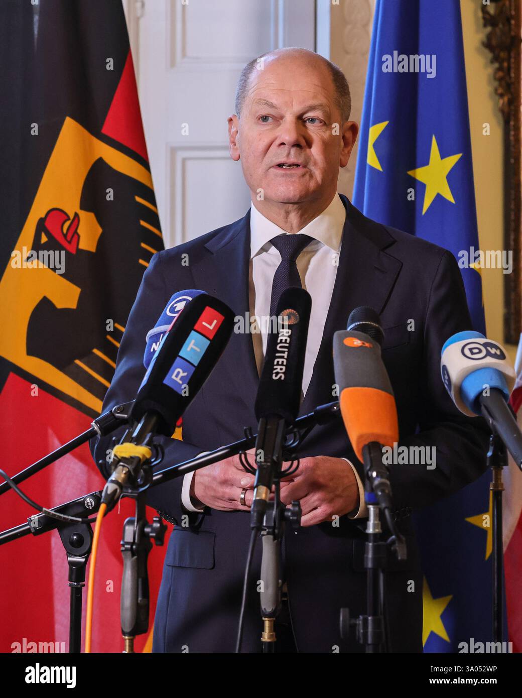 London, UK. 02nd Mar, 2025. Federal Chancellor Olaf Scholz (SPD) makes ...