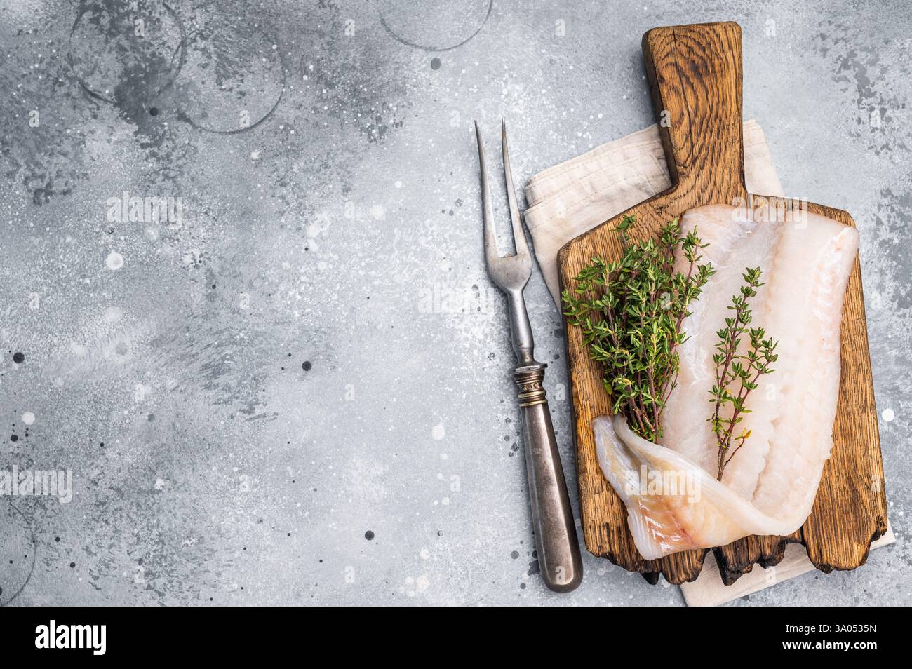 Fresh cod fish fillet, showcasing its delicate texture and pristine ...
